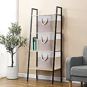 Fabric Cube Storage Bins 13x13x12.5 Inch Light-Brown Cube Storage Boxes Collapsible Large Cloth Organizer Baskets with Cotton Rops Handles for Storage Cubbies or Closet Shelf,QY-SC26-2