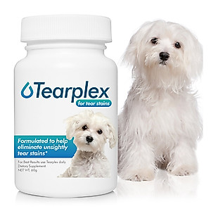 tearplex Tear Stain Supplement for Dogs and Cats, #1 Rated Natural Tear Stain Product - Made in The USA, 100% Tylosin Free, Veterinarian Trusted - Beef Flavored