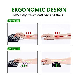 RELIGES Upgrade Ergonomic Wrist Pad (2 Pack) - Mousepad Memory Foam Wrist Support Pillow Rest Cushion Mat for Office Computer Laptop, Mac Durable Comfortable and Pain Relief (Black+Pink)