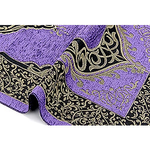 Muslim Prayer Rug with Prayer Beads | Janamaz | Sajadah | Soft Islamic Prayer Rug | Islamic Gifts | Prayer Carpet Mat, Chenille Fabric, Lilac