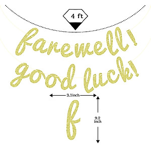 Farewell ! Good Luck ! Banner, Congrats Grad 2023, Happy Retirement, Graduation Retirement Party Decorations Gold Glitter.