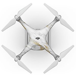 Design Skinz Design Skinz Marble & Digital Gold Foil V4 Full-Body Wrap Decal Skin-Kit Compatible with The Drone DJI Phantom 4 Pro