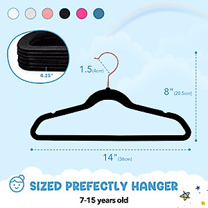 House Day Velvet Kids Hangers 60 Pack, Premium Childrens Hangers for Closet, Ultra Thin Cute Hangers Kids Clothes Hanger, Non Slip Kids Felt Hangers 14 Inch, Small Hangers for Kids Clothes, Black