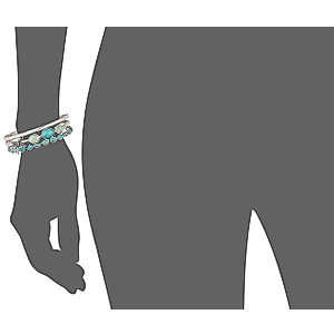 Lucky Brand Bracelet Set, Silver-Tone Turquoise Dragonfly Bangle Bracelets