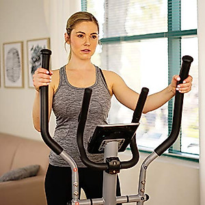 Sunny Health & Fitness Magnetic Elliptical Cross-Trainer with Digital Monitor, Low Impact Workout, and Pulse Sensors - SF-E3607