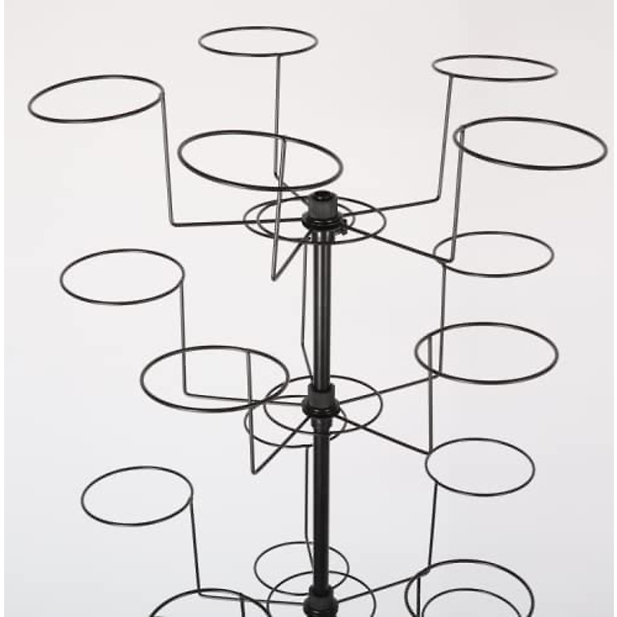 uyoyous Modern Hat Rack Display, Freestanding Metal Hat Organizer Rack, 5-Tier Wig Display Stand with 25 Circular Hooks, Metal Floor Rack for Hats and Wigs