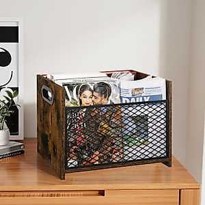 YINMIT Magazine Holder, Magazine Rack for Desktop and Home Office, Farmhouse File Storage Basket for Letters, Magazines, Books, Newspapers (Large)