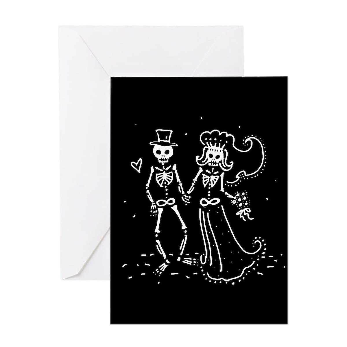CafePress Skeleton Bride And Groom Folded Greeting Card Glossy