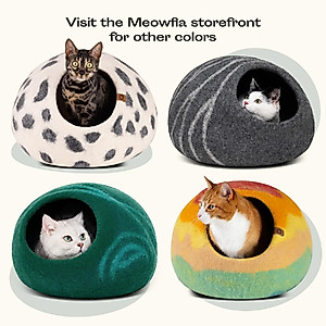 MEOWFIA Cat Cave – Premium Felt Cat Bed for Indoor Cats, Handmade 100% Merino Wool (Dark Shades) (Medium, Dark Grey)