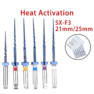 6Pcs S1-F3 Endodontics Files Heat Acticated NiTi Engine Use Super Rotary File 21mm/25mm Endo File (25mm)
