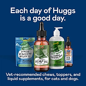 Huggibles Organic Hemp Oil Drops for Cats and Dogs Calming Stress & Anxiety Support Omega 3 & 6 for Arthritis Inflammation and Joint Support | Liquid Drops Pet Supplement