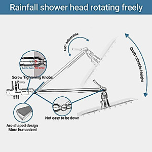 COSYLAND Rainfall Shower Head with Handheld Combo High Pressure 9 Settings with 11'' Extension Arm, Stainless Steel Bath Showerhead Shower Hose, Height/Angle Adjustable (8 inches, Silver)