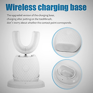 Ultrasonic Automatic Toothbrush u Shaped Toothbrush Whole Mouth Toothbrush Toothbrush for Adults 360°Electric Toothbrush 30'' Automatic Timer Washable Travel Home Dual-use (White)