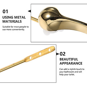 Uonlytech Front Accessories Flush Handle for Toilet Tank Toilet Parts Toilet Tank Flush Handle Metal Pure Copper Rod Handle bar Wrench Component Replacement Toilet Handle Universal