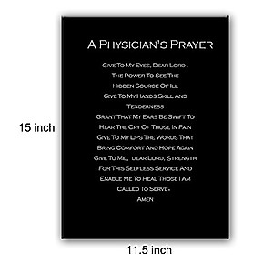 Doctor Physicians Gifts for Women Men, A Physician's Prayer Poster Canvas Wall Art Painting Ready to Hang for Home Office Decor - Doctor Christian Gifts Graduation Gifts - Easel & Hanging Hook 11.5x15 Inch