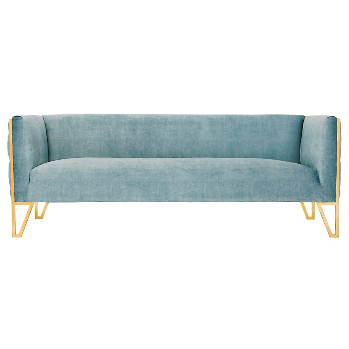 Manhattan Comfort Vector Mid Century Modern Velvet Upholstered Living Room Loveseat, 81.5", Ocean Blue