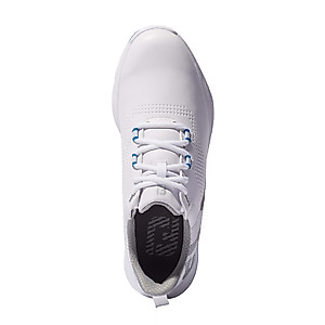 FootJoy Men's FJ Fuel Golf Shoe, White/White/Blue Jay, 12
