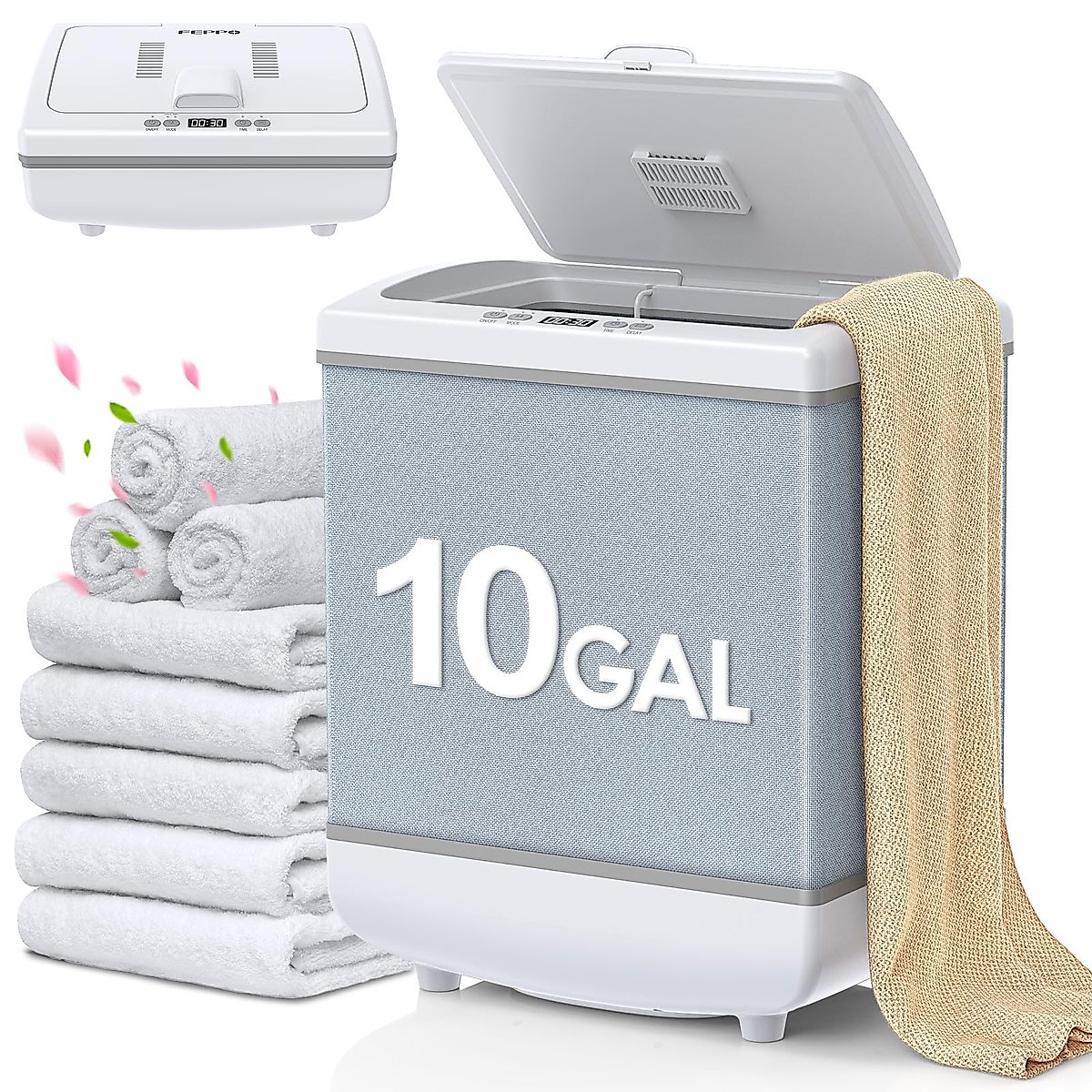 FEPPO Towel Warmer - 10 Gallon (35L) Large Capacity Luxury Towel Warmers for Bathroom with 2-in-1 Heating and Drying Functions, Timer/Delay, LED Display - Ideal for Oversized Towels, Bathrobes, PJ's