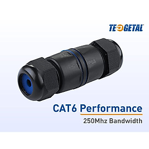 Tedgetal Waterproof RJ45 Connector 2 Pack IP68 Cat6/Cat5E/Cat5 Coupler Shielded for Outdoor Ethernet LAN Cable Extender Female to Female