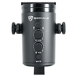 Rockville Rock-Stream PRO Gaming Streaming Recording Dual Pattern USB Microphone