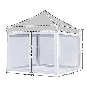 ABCCANOPY Mesh Sidewalls for 10' x 10' Pop-Up Tent Canopy, White (4 Sidewalls Only, NOT Including Frame and Top)