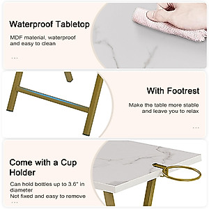 VECELO TV Tray for Eating Set of 2, Portable Dinner/Snack Table with Cup Holder for Couch, Living Room and Small Space, 18.9D x 14.17W x 25.59H in, Golden