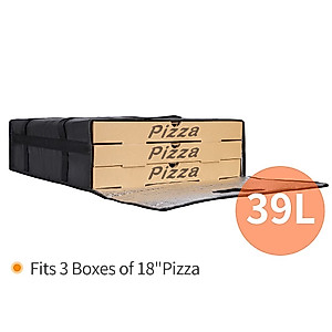 Bodaon Pizza Bags for Delivery, Insulated Pizza Delivery Bag for Door Dash, 20" x 20" x 6" Pizza Warmer Bags for Carry Hot, Pizza Pack for Food Delivery Doordash, Pizza Carrier, Black