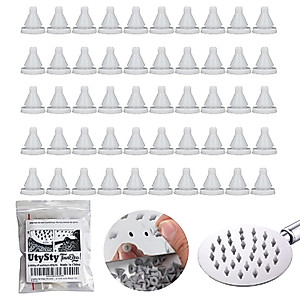 UtySty 50 Pack Shower Head Nozzles Replacement Showerhead Spray Hole Silicone Nozzle Universal Sprinkler Spout Round Nibs Disassemble and Wash Water Outlet Granules Repair Parts Kit