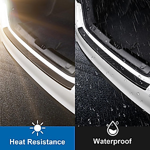 Moteloor Black Carbon Fiber Textured Leather Sticker for The Threshold bar Outside The car Boot, Anti-Scratch Strip Anti-Kick Film Protective pad for The Rear Guard（35.43 * 3.15 in）