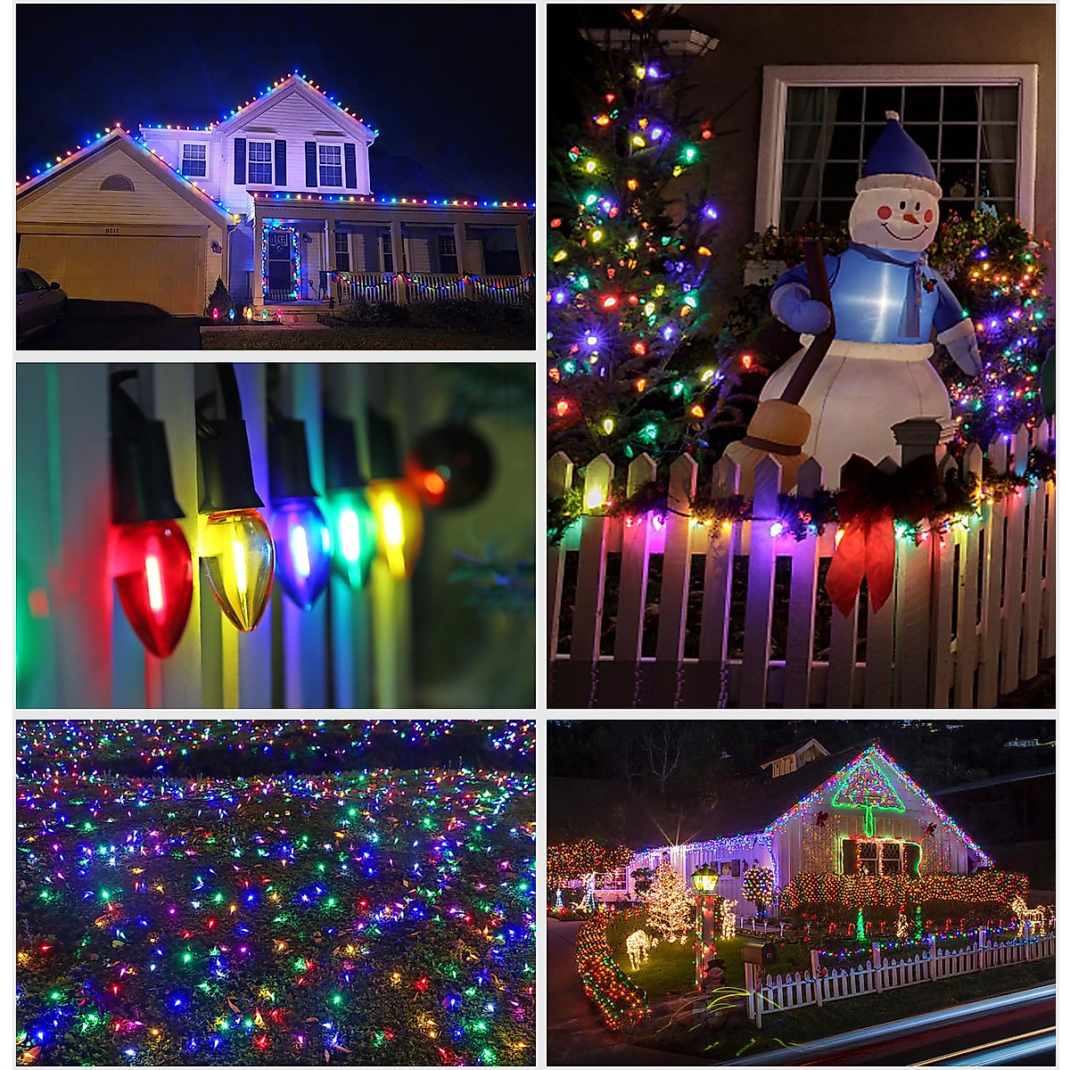 Exiugus 25Pack Shatterproof & Waterproof C7 Replacement LED Light Bulbs – 0.6W Equivalent to 7W, Multi-Color C7 LED Bulbs for Outdoor String Light, Commercial Grade Holiday Bulbs