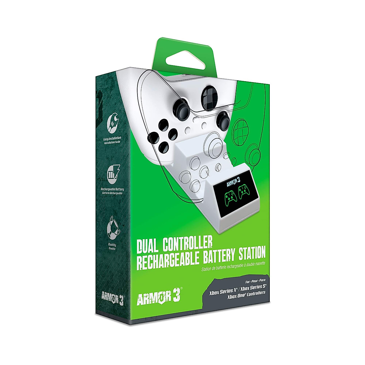 Hyperkin Armor3 Dual Controller Rechargeable Battery Station for Xbox Series X/Xbox One(White) - Xbox Series X
