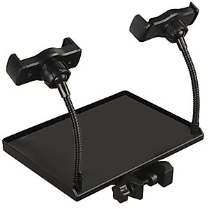 Milisten Microphone Stand Tray Clamp Music Stand Shelf Sound Card Tray with Phone Holder
