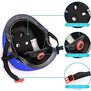 Kids Bike Helmet Skateboard Knee Pads - Kids Helmet Elbow Pads Wrist Guards Adjustable for 5~15yrs Girl Boy Kids Protective Gear Set for Sport Cycling Bike Roller Skating Scooter