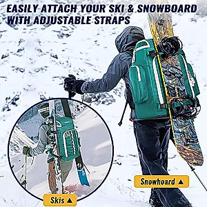 RESVIN Ski Boot Bag, 65L Durable Travel Backpack, 1680D Nylon Waterproof Snowboard Boot Bag, Skiing and Snowboarding Travel Luggage for Helmet, Goggles, Gloves, Outerwear & Accessories