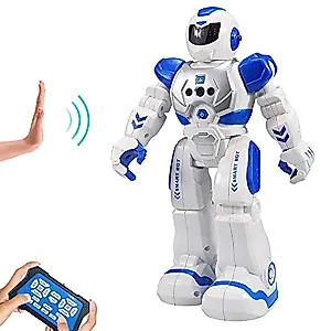 Sikaye RC Robot for Kids Intelligent Programmable Robot with Infrared Controller Toys, Dancing, Singing, Led Eyes, Gesture Sensing Robot Kit, Blue