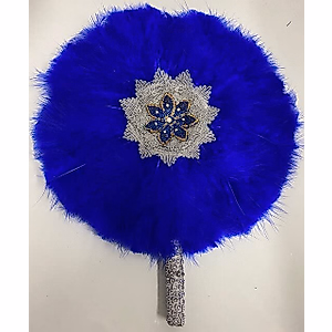 Msbfea Hand Feather Fan Handmade Luxurious African Dance Lace Feather Fans for Wedding Party Gift Top Wedding Decoration Color 425