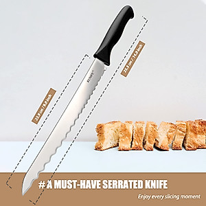 KUNIFU Bread Knife, 9.0 Inch Serrated Knife For Homemade Bread, Bread Slicer For Sourdough Cake Bagels