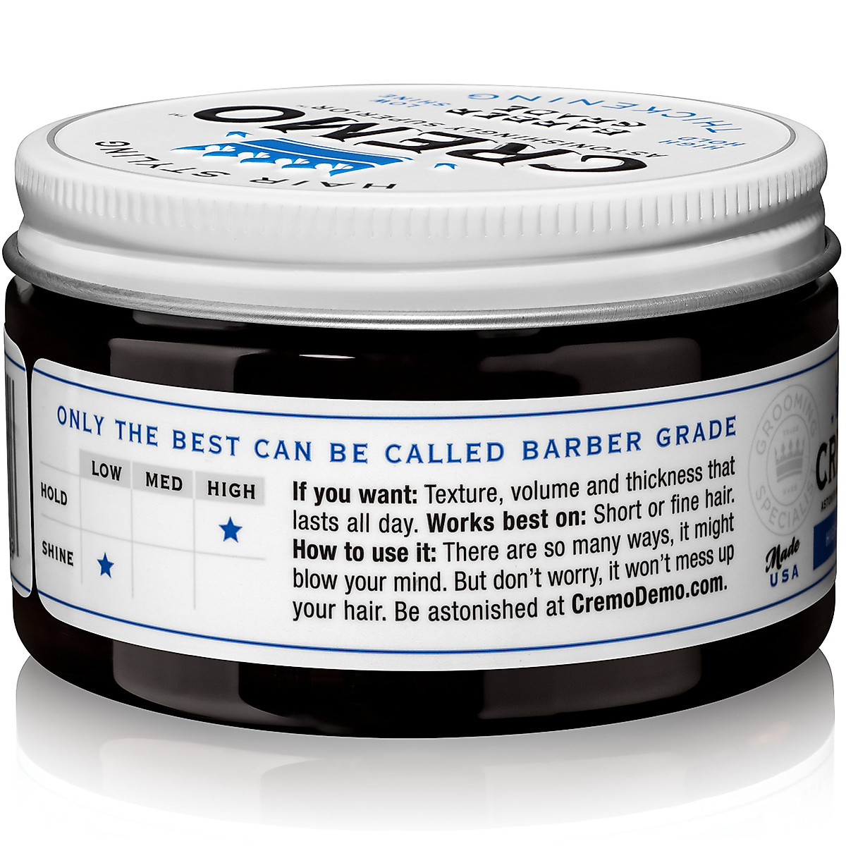 Cremo Mens Hair Paste - Premium Barber Grade Thickening Paste with High Hold and Low Shine, 4 Oz
