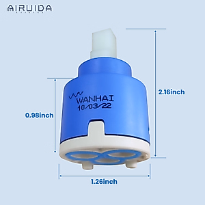 Airuida Shower Cartridge Replacement for Water Mixer Faucet Replacement Valve Cartridge Repair Inner Water Control Three Holes Mixed Hot and Cold Tap Cartridge