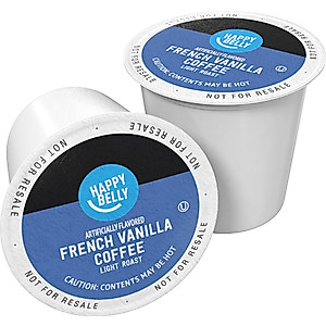 Amazon Brand - Happy Belly Light Roast Coffee Pods, French Vanilla Flavored, Compatible with Keurig 2.0 K-Cup Brewers, 100 Count