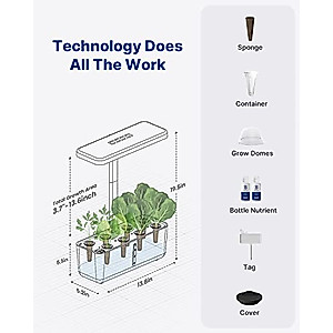 iDOO WiFi Hydroponics Growing System with APP Controlled, Indoor Herb Garden with Pump, Auto-Timer Smart Garden, LED Grow Light for Home Kitchen Gardening, 8 Pods Germination Kit, Height Up to 13.6"