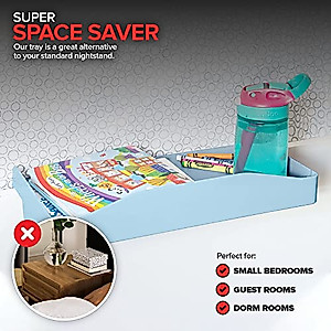 Modern Innovations Bedside Shelf for Bed, College Dorm Room, Bunk Bed Shelf for Top Bunk, Clip On Nightstand, Baby Changing Table Tray, Cup Holder for Kids, Bunkbed Caddy for Table Storage (Baby Blue)