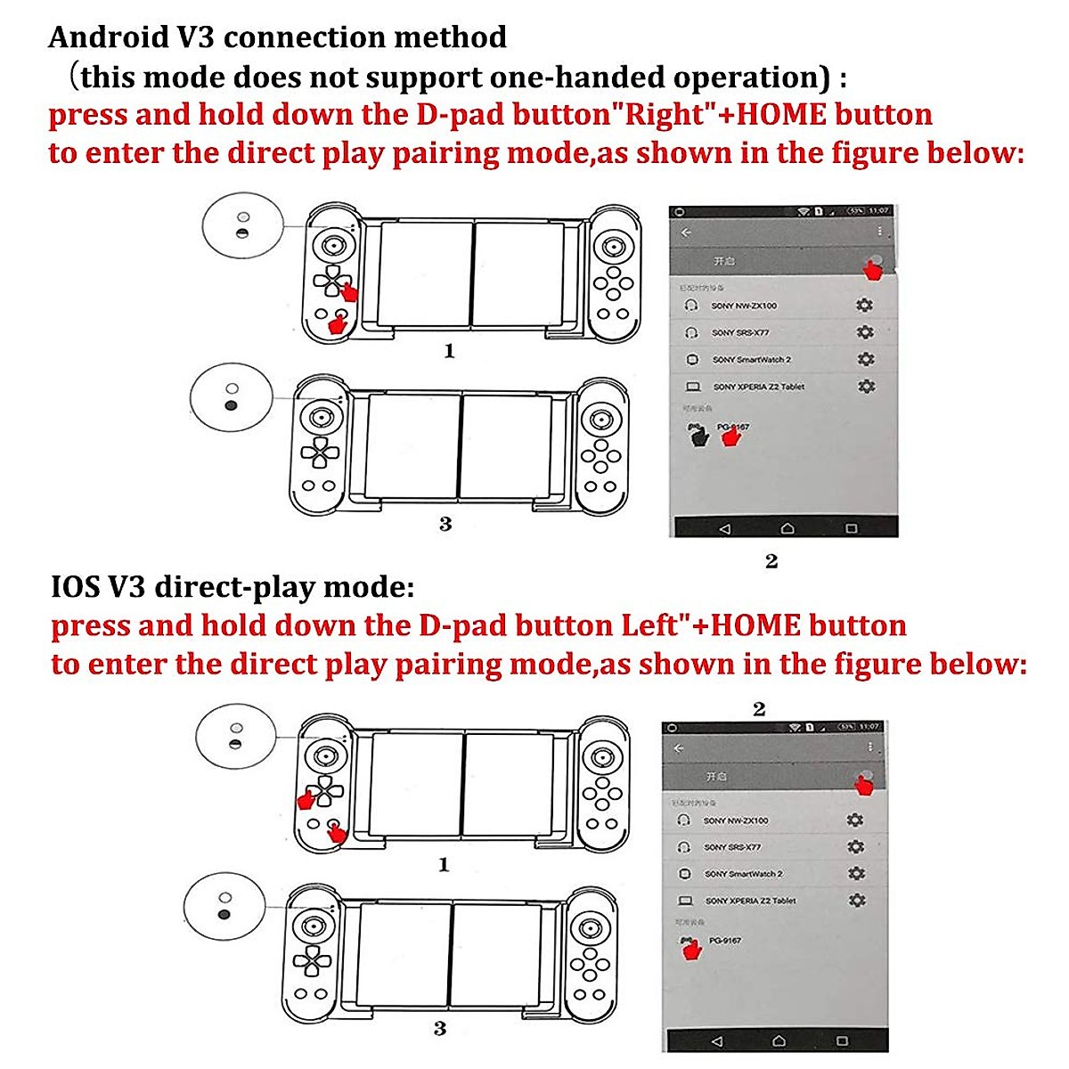 IPGEA PG-9167 Mobile Controller, Wireless 4.0 Gamepad Joystick Telescopic Game Controller Compatible Galaxy S10/S10 & Galaxy A51 Note 9 Phone XR XS Phone 11 Most iOS/Android Smart Phone Tablet PC