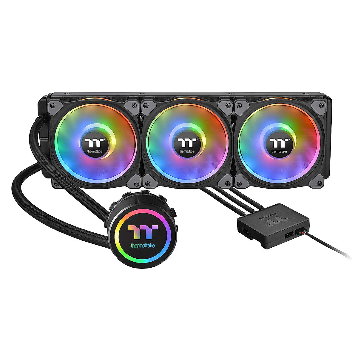 Thermaltake Floe DX 360mm, Dual Ring LED, 16.8 Million Color Software Enabled (TT RGB Plus/Alexa/Razer Chroma), AMD (AM5/AM4)/Intel (LGA 2066/1200), AIO CPU Liquid Cooler CL-W256-PL12SW-B