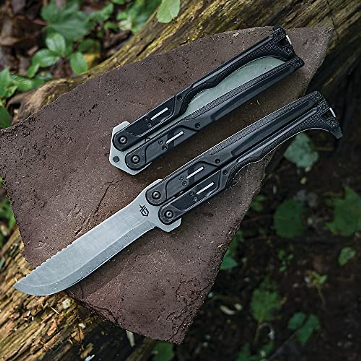 Gerber DoubleDown Folding Machete 6.75" 420HC Stonewashed Recurve Blade, Green Handles