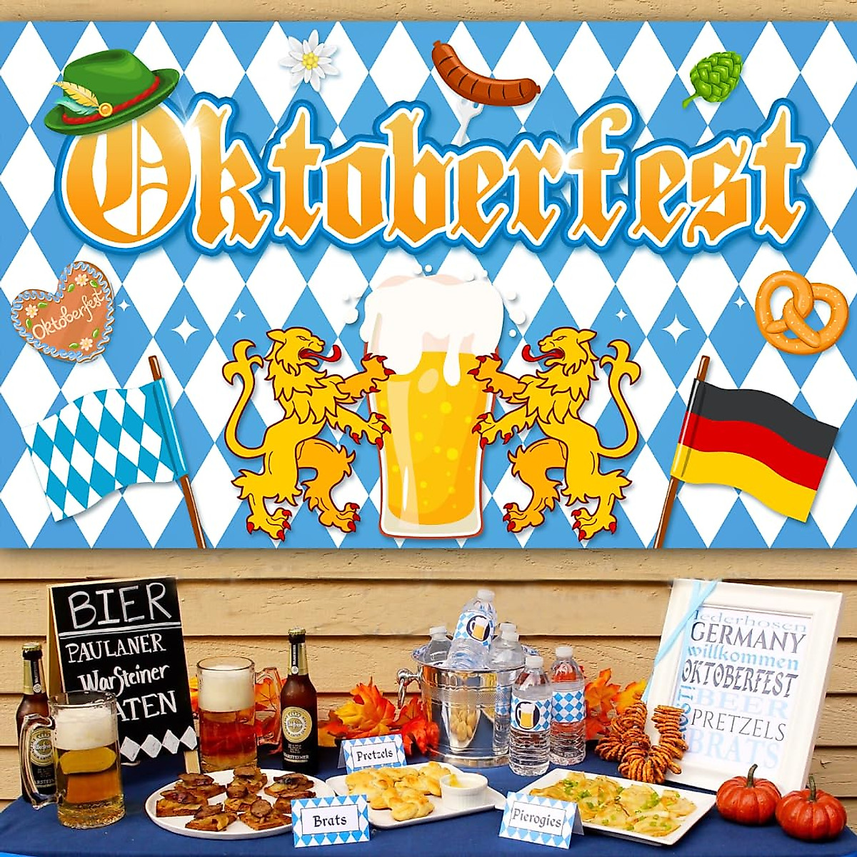 Large 71" X 43" Oktoberfest Backdrop, Oktoberfest Party Decorations Backdrop, Oktoberfest Decorations Party Backdrop for Bavarian German Beer Festival, Oktoberfest Party Supplies Decor
