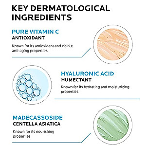 La Roche-Posay Redermic C Pure Vitamin C Eye Cream with Hyaluronic Acid to Reduce Wrinkles for Anti-Aging Effect, 0.5 Fl Oz (Pack of 1)