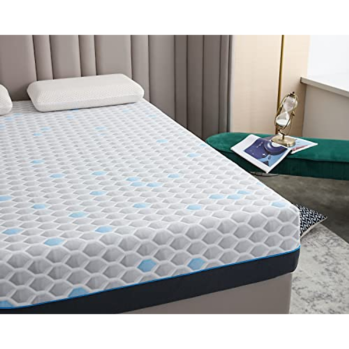 MLILY Queen Mattress, 10 Inch Memory Foam Mattress Bed in a Box, Medium, EGO Charcoal Green Tea and Cooling Gel Infused CertiPUR-US Certified, Made in USA