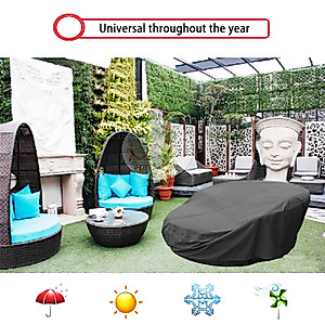 66inch Outdoor Daybed Cover Waterproof, 420D Round Patio Daybed Cover, Outdoor Furniture Daybed Cover with Adjustable Strap, Heavy Oxford Cloth-Black (Ø66inch)