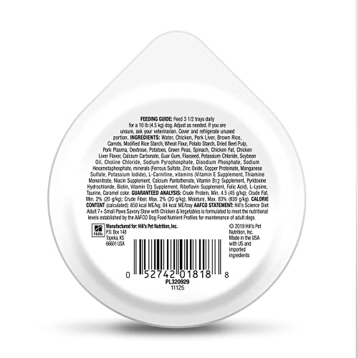 Hill's Science Diet Wet Dog Food, Adult 7+ For Senior Dogs, Small Paws For Small Breeds, Savory Stew Chicken & Vegetables, White, 3.5 Ounce (Pack Of 12)